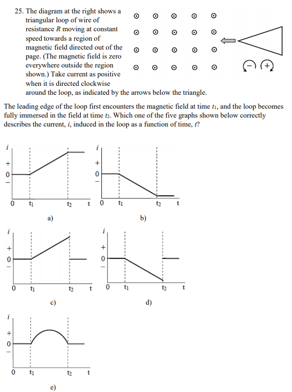 Solved 25. The diagram at the right shows a triangular loop | Chegg.com