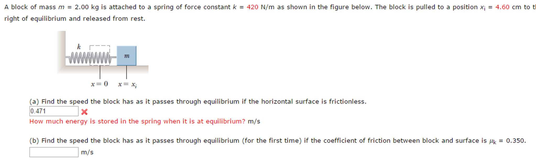 Solved: A Block Of Mass M = 2.00 Kg Is Attached To A Sprin... | Chegg.com