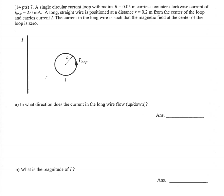 Solved A single circular current loop with radius R = 0.05 m | Chegg.com