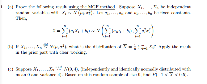 Solved 1. (a) Prove the following result using the MGF | Chegg.com