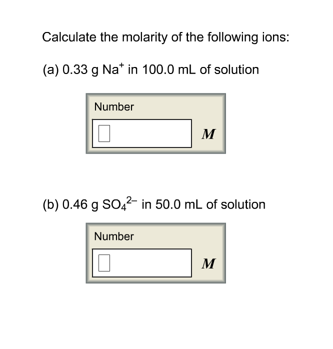 Solved Calculate the molarity of the following ions: 0.33 g | Chegg.com