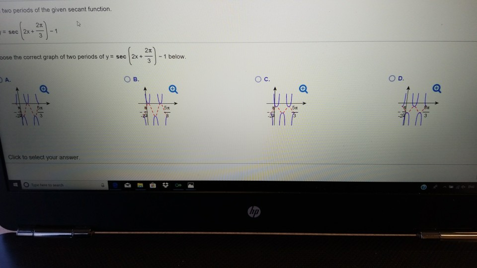 Solved two periods of the given secant function. 2π sec | 2x | Chegg.com