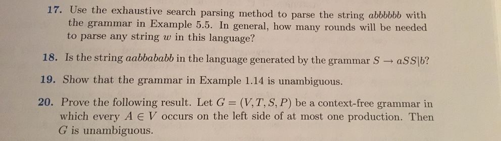 Solved 17. Use the exhaustive search parsing method to parse | Chegg.com