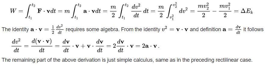 Solved W=l F.vdt = m a.vdt = The identity a vrequires some | Chegg.com