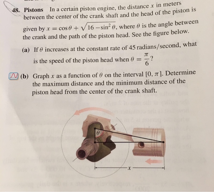 Solved Pistons In a certain piston engine, the distance x in | Chegg.com