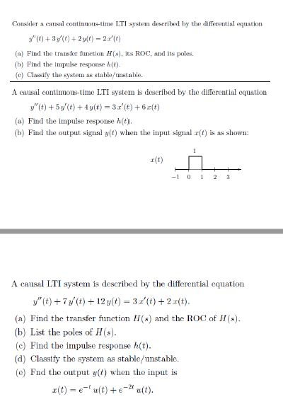 Solved Consider A Causal Continuous Time Lti System 