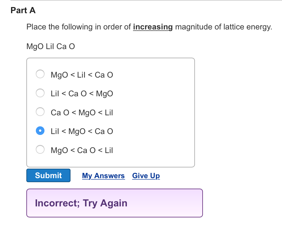 Solved Place the following in order of increasing magnitude | Chegg.com