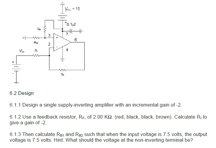 Solved Design Design a single supply-inverting amplifier | Chegg.com