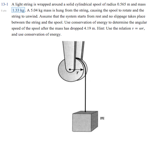Solved A light string is wrapped around a solid cylindrical | Chegg.com