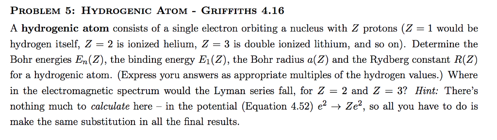 Solved Problem 5 Hydrogenic Atom Griffiths 4 16 A