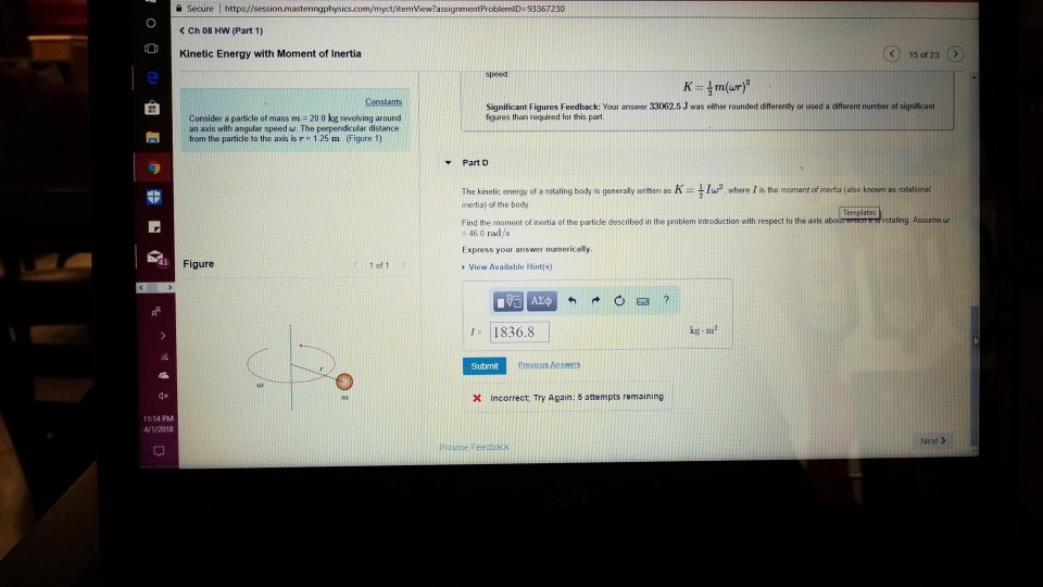Solved ? Secure l https:/. C Ch 08 HW (Part 1) Kinetic | Chegg.com