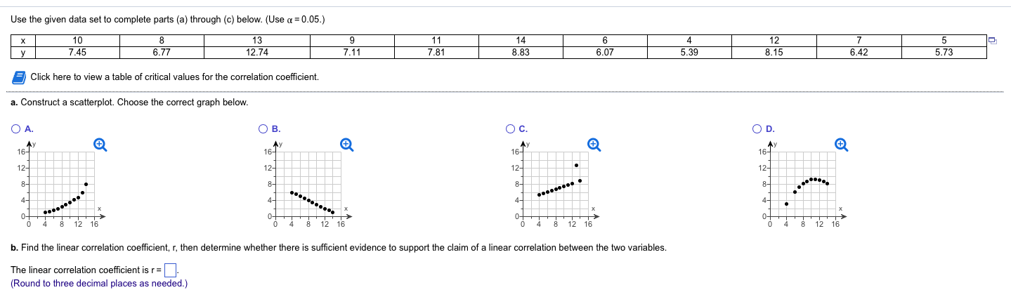 Solved Use the given data set to complete parts through | Chegg.com