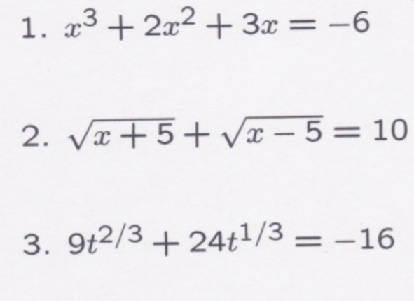 Solved x^3 + 2x^2 + 3x = -6 squareroot x + 5 + squareroot x | Chegg.com Solved x^3 + 2x^2 + 3x = -6 squareroot x + 5 + squareroot x | Chegg.com