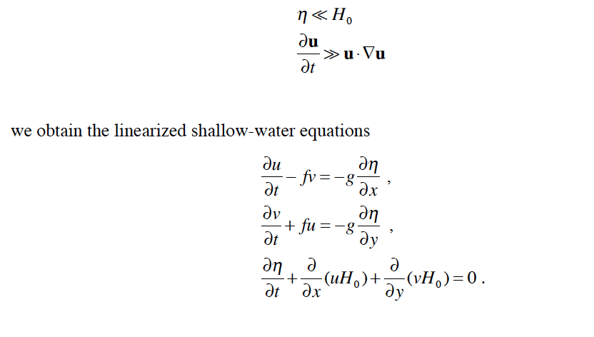we obtain the linearized shallow-water equations OT) | Chegg.com