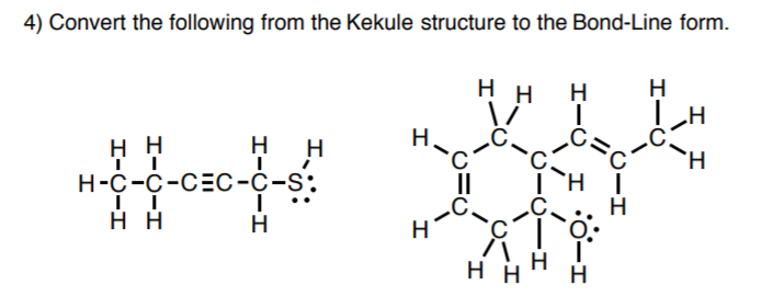 Solved 4) Convert the following from the Kekule structure to | Chegg.com
