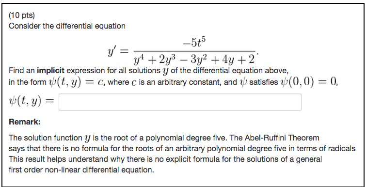 Solved (10 pts) Consider the differential equation 5t Find | Chegg.com