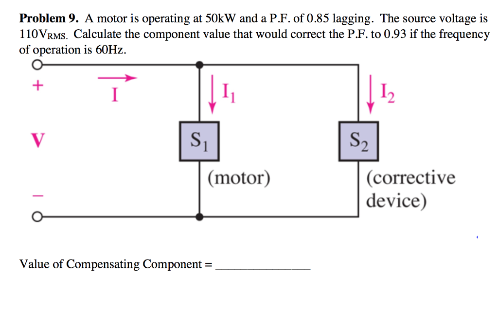 Solved A motor is operating at 50kW and a P.F. of 0.85 | Chegg.com