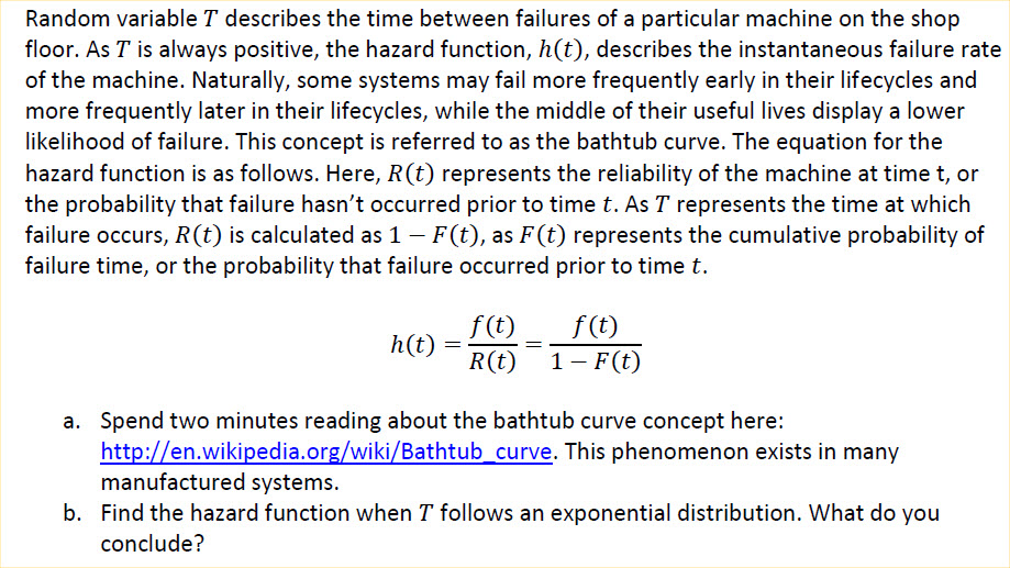 Solved Random variable T describes the time between failures | Chegg.com