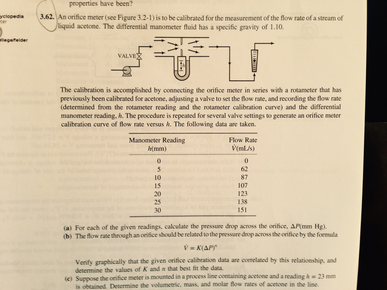 Solved properties have been? yclopedia 3.62. An orifice | Chegg.com
