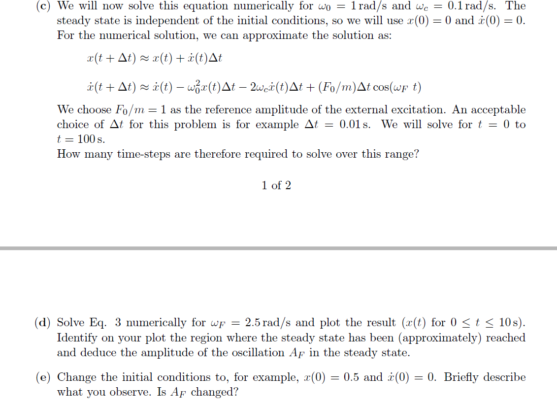 Solved 2. Damped forced oscillations [14 marks] We now | Chegg.com