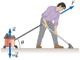 Solved A man cleaning a floor pulls a vacuum cleaner with a | Chegg.com