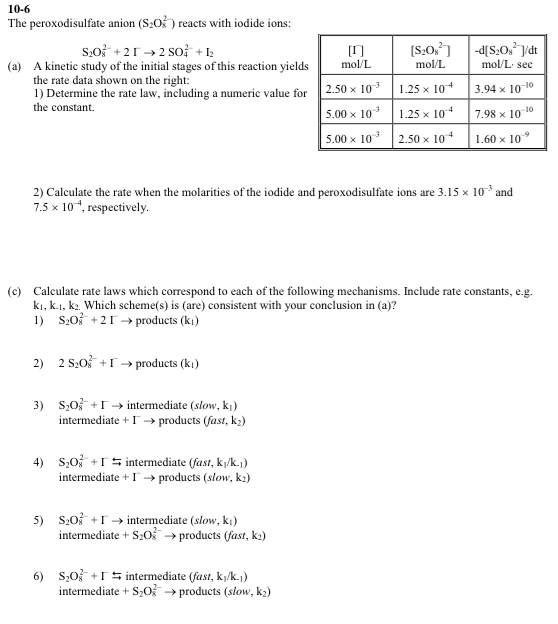 Solved The peroxodisulfate anion (S_2O_3^2) reacts with | Chegg.com