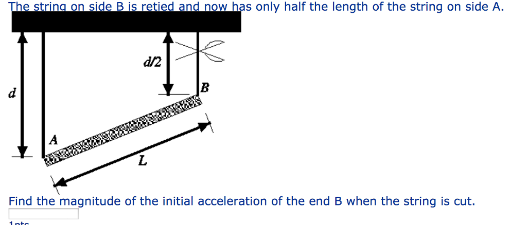 Solved The string on side B is retied and now has only half | Chegg.com