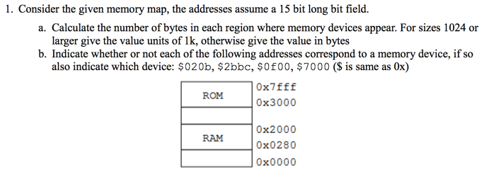 Solved Calculate the number of bytes in each region where | Chegg.com