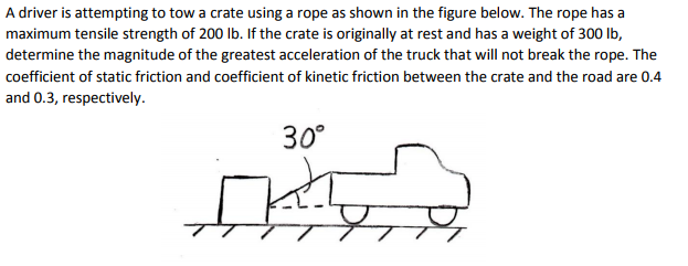 Solved A driver is attempting to tow a crate using a rope as | Chegg.com