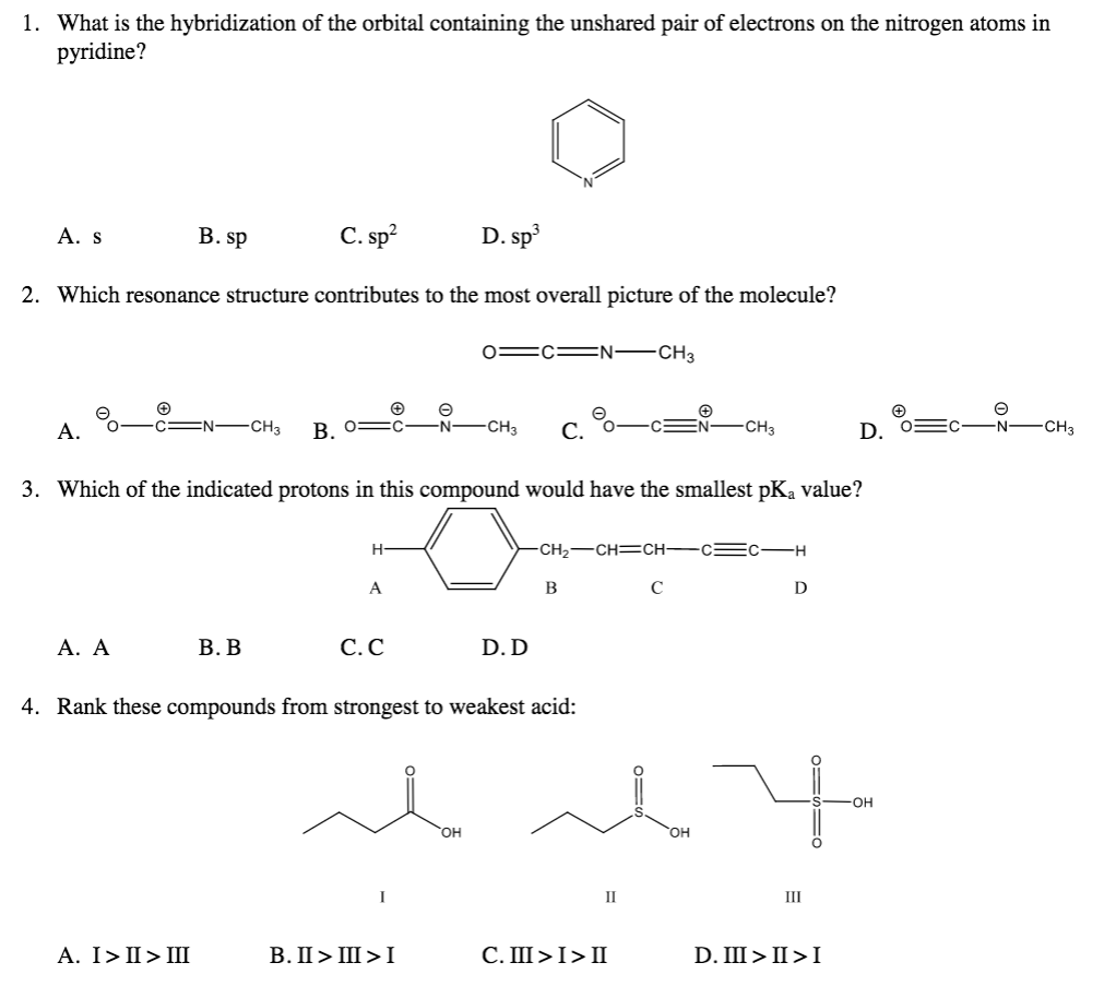 Solved 1· What is the hybridization of the orbital | Chegg.com