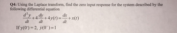 Solved Using the Laplace transform, find the zero input | Chegg.com