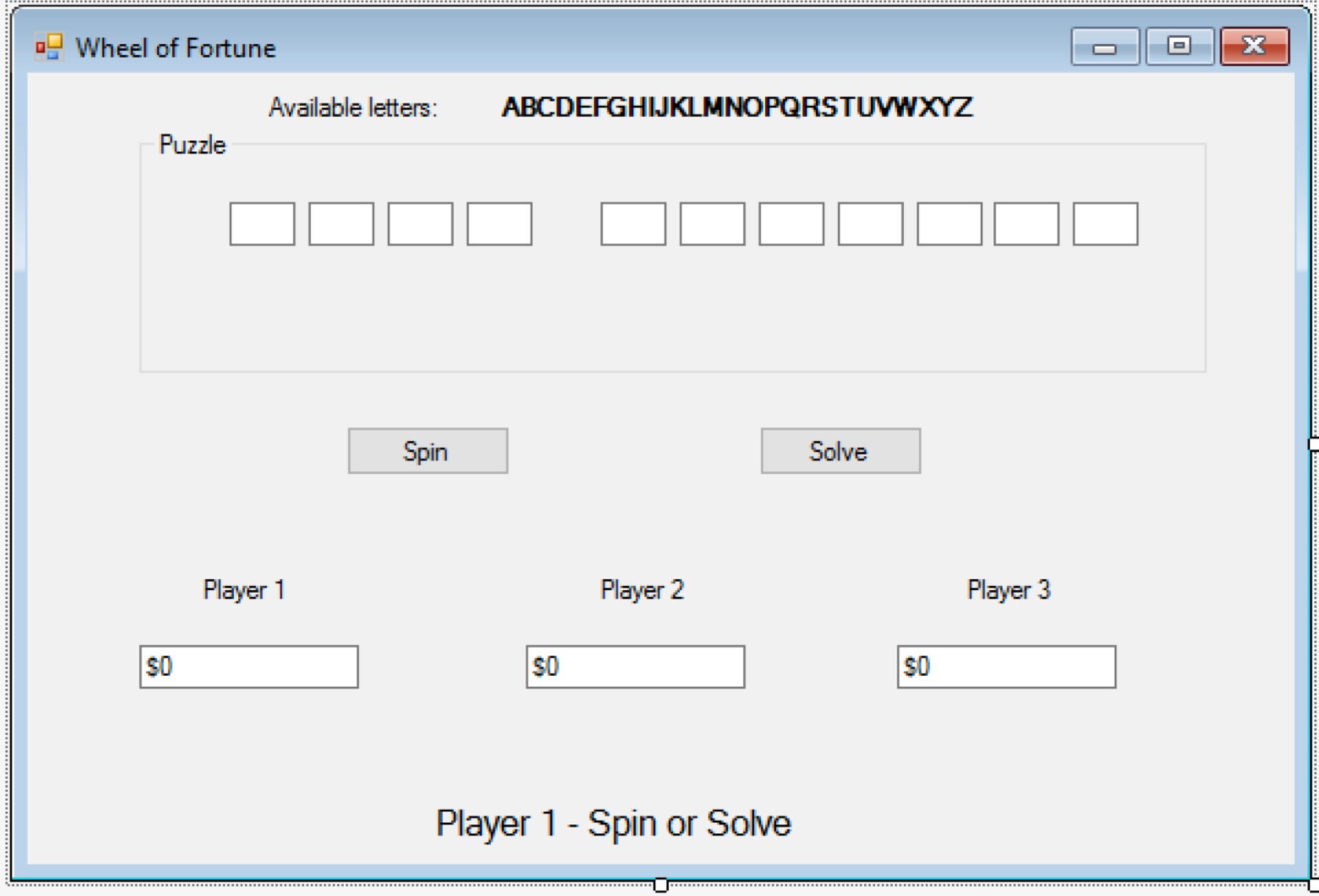 Solved You are to create the classic game of Wheel of | Chegg.com