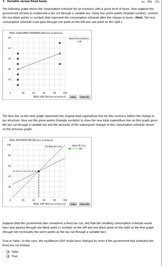 Variable versus fixed taxes The following graph | Chegg.com