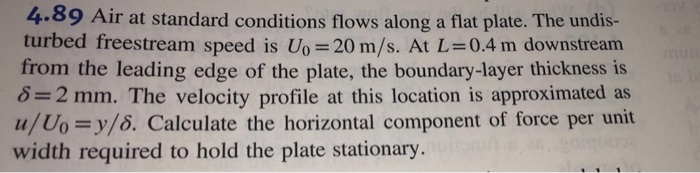 Solved Air at standard conditions flows along a flat plate. | Chegg.com