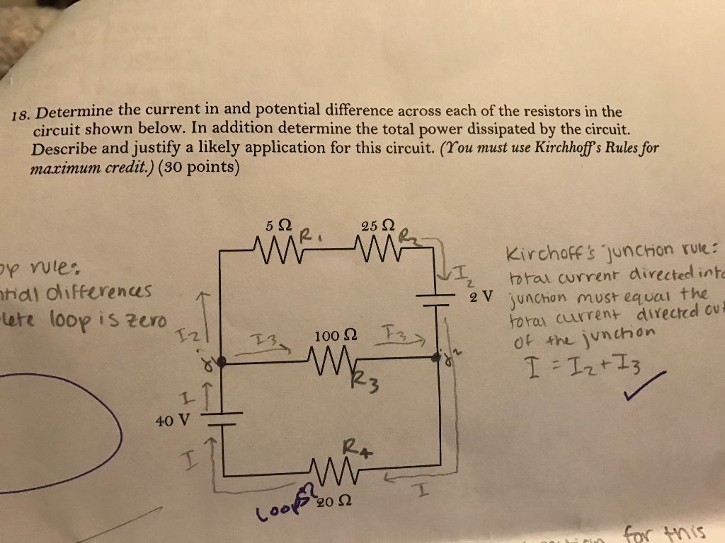 Solved 18. Determine the current in and potential difference | Chegg.com
