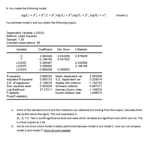 Solved 1. You are given the following linear regression: | Chegg.com