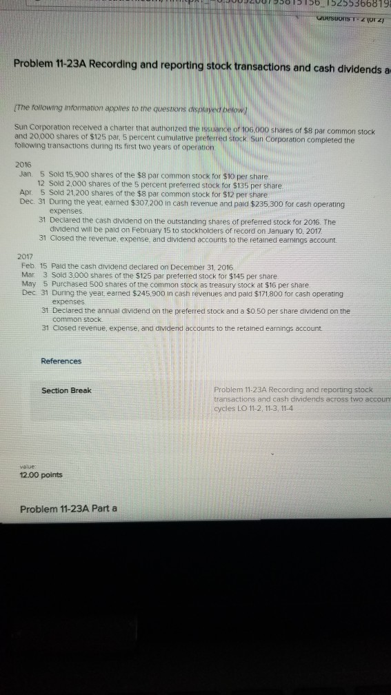 Solved Problem 11-23A Recording and reporting stock | Chegg.com