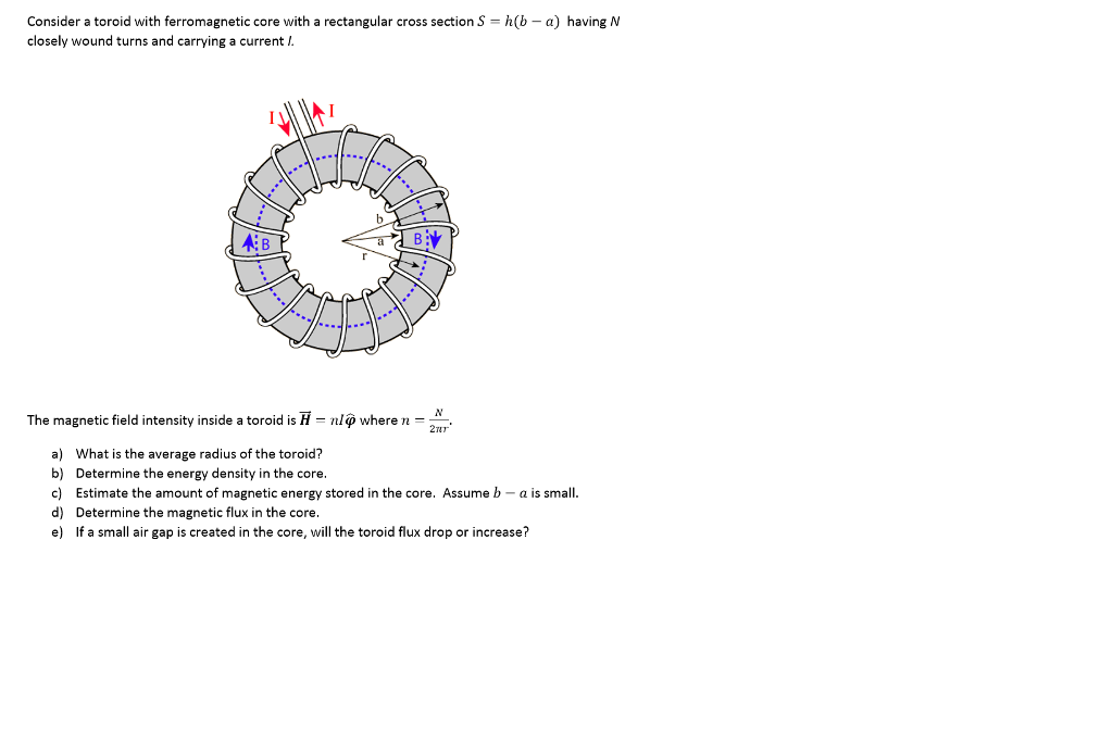 Solved Consider a toroid with ferromagnetic core with a | Chegg.com