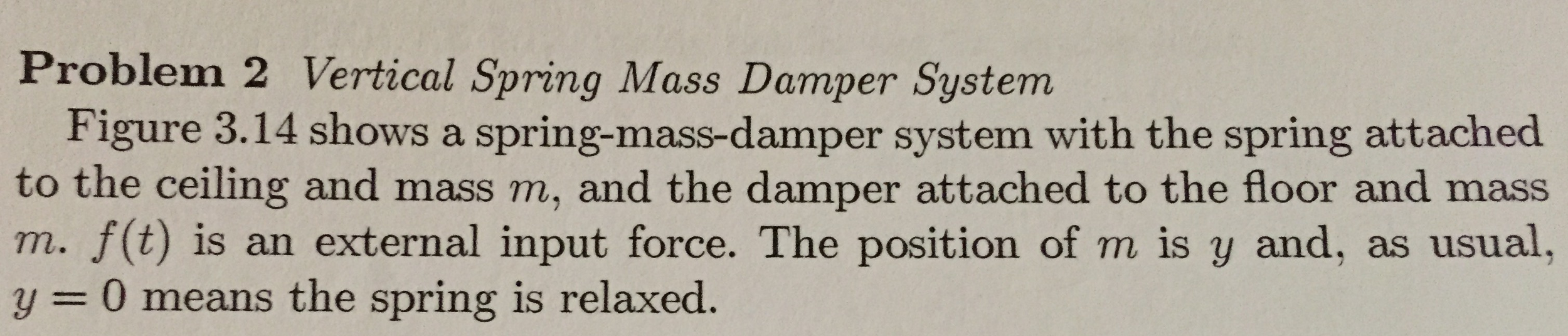 Solved Vertical Spring Mass Damper System Figure 3.14 shows | Chegg.com