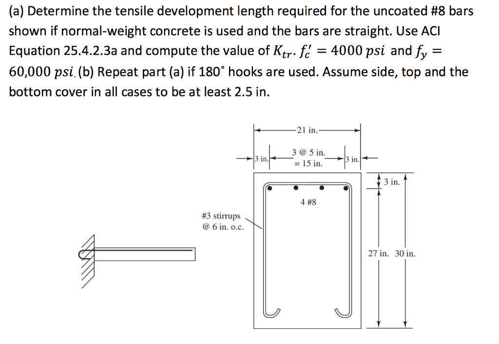 Solved (a) Determine the tensile development length required | Chegg.com