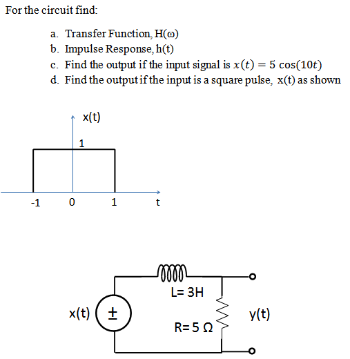 Solved For the circuit find: Transfer Function. H(omega) | Chegg.com