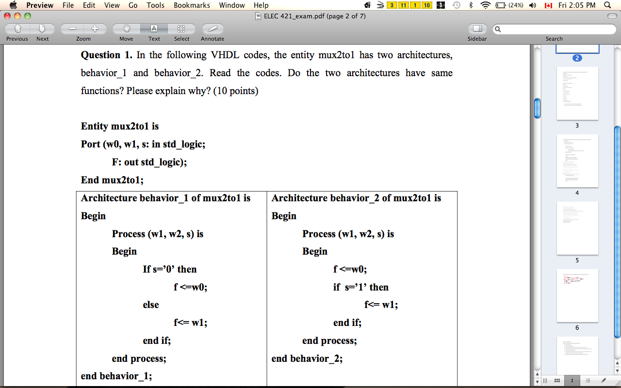 Solved In the following VHDL codes, the entity mux2tol has | Chegg.com