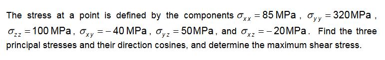 Solved The stress at a point is defined by the components | Chegg.com