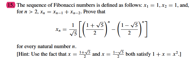 Solved 15 The sequence of Fibonacci numbers is defined as | Chegg.com