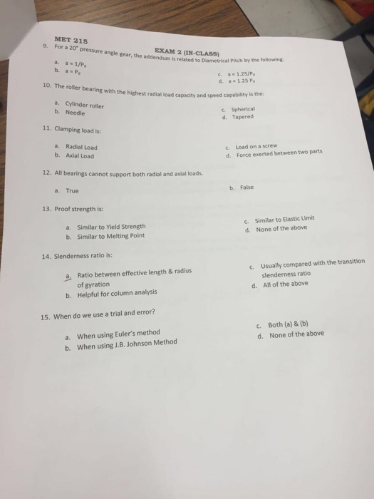 Solved For a 20 degree pressure angle gear, the addendum is | Chegg.com