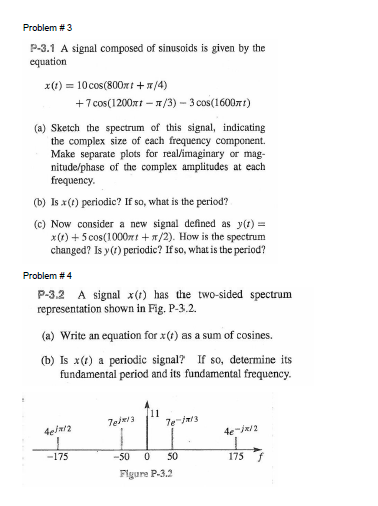 Solved A signal composed of sinusoids is given by the | Chegg.com
