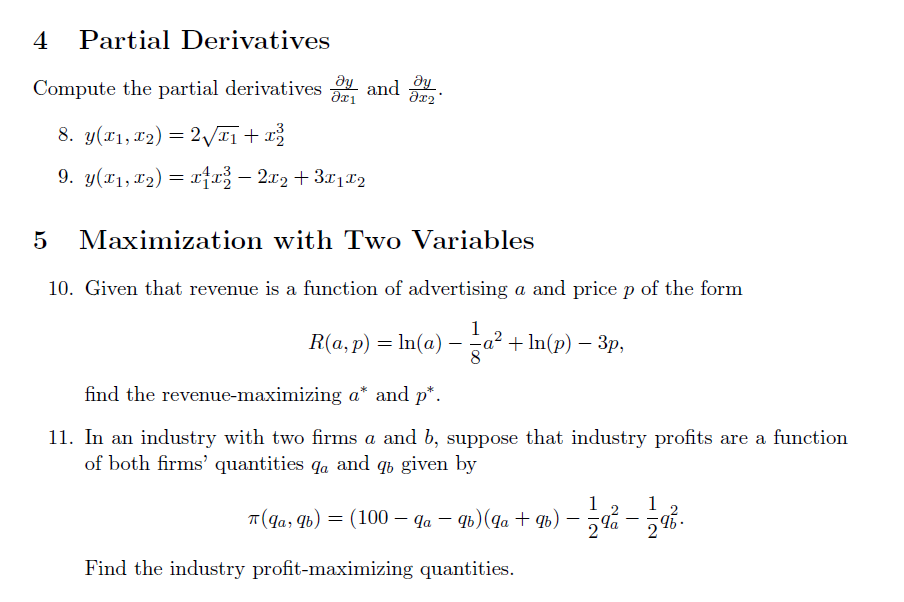 Solved 4 Partial Derivatives Compute the partial derivatives | Chegg.com