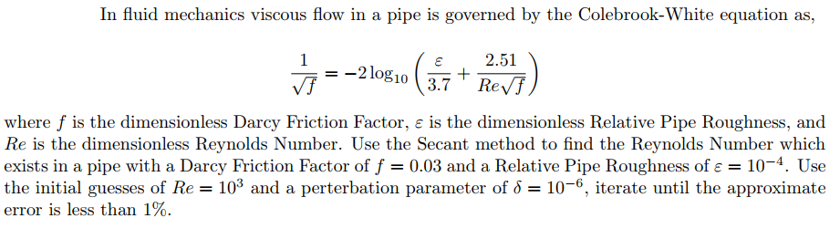 Solved In fluid mechanics viscous flow in a pipe is governed | Chegg.com