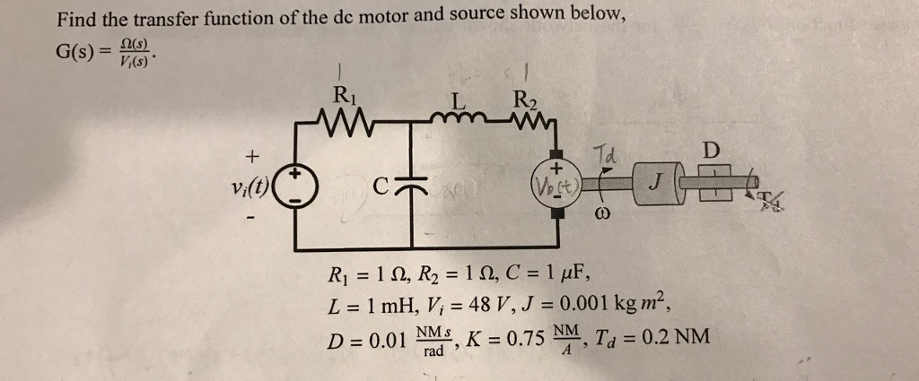 Solved Find the transfer function of the dc motor and source | Chegg.com