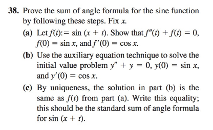 Solved Prove the sum of angle formula for the sine function | Chegg.com